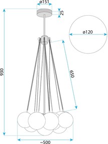 Toolight Toolight, závěsné svítidlo 12xE27, APP1688-12CP, zlatá, OSW-06390