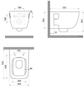 Bruckner - Závěsné WC Rimless WALTER keramika/bílá