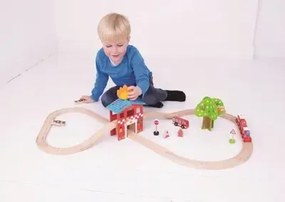Bigjigs Rail Dřevěná vláčkodráha hasičská stanice / 39 dílů / od 3 let
