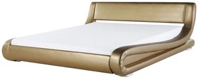 Zlatá kožená postel 160x200 cm AVIGNON Beliani