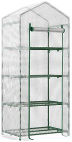 Fóliový skleník Outsunny Skleník v bílé barvě, 4 police, domek pro rajčata, 70x50x160cm
