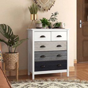 HOMCOM Komoda Úložná skříňka s 5 zásuvkami Ochrana proti překlopení do ložnice Obývací pokoj v bílé barvě 70x38x85cm | Aosom.de