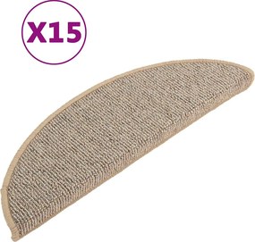 Schodové rohože 15 ks 56 x 17 x 3 cm hnědé půlkulaté 149847