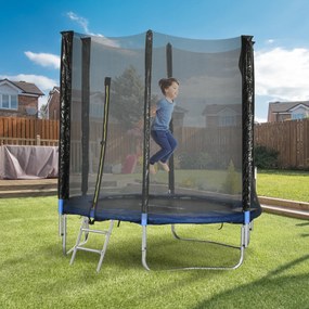 SPORTNOW Outdoor Dětský Trampolína, Průměr 180 cm, Zahradní Trampolína pro Děti se Zabezpečovací Sítí, Polstrované Tyče a Žebříkem, pro Děti, Teenage…