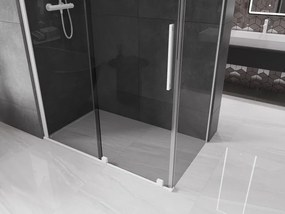 Mexen Velar, sprchový kout s posuvnými dveřmi 130 x 75 cm, 8mm šedé sklo, bílá matná, 871-130-075-41-20