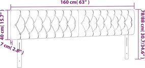 Čelo postele s LED tmavě modré 160 x 7 x 78/88 cm samet 3122006