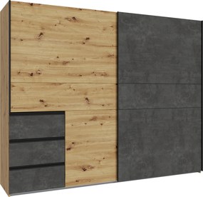 XXXLutz SKŘÍŇ S POSOUVACÍMI DVEŘMI, tmavě šedá, dub artisan, 250/200/61 cm Carryhome - Šatní skříně - 000687045707