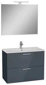 Koupelnová sestava s umyvadlem zrcadlem a osvětlením Vitra Mia 79x61x39,5 cm antracit lesk MIASET80A