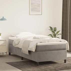 vidaXL Box spring postel s matrací 100x200 cm samet [3144666] Barva: světle šedá