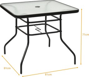 Costway Terasový stolek obdélníkový se stolní deskou bistro, černý