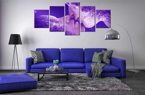 Pětidílný obraz Polibek Purple Velikost (šířka x výška): 200x90 cm