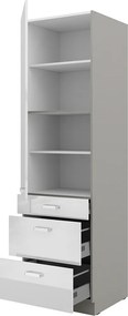 BIANCA sb | vysoká skříňka 60 DKS-210 3S1F potravinová | UNI DVÍŘKA | 60 cm | PREMIUM BOX | světle šedá/bílá lesk