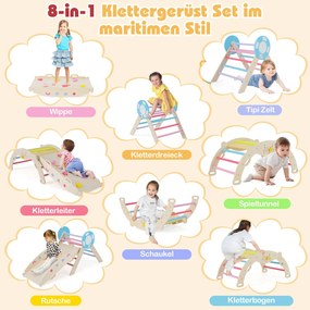 Costway Sada 3 prolézaček se skluzavkou a šplhacím obloukem a stavebnicí šplhací