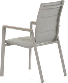 Zahradní židle FIORETTA - béžový textil, béžový hliník, dub