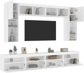8dílná obývací stěna s LED osvětlením bílá 3216764