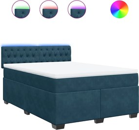 Box spring postel s matrací modrá 140 x 200 cm samet 3288640
