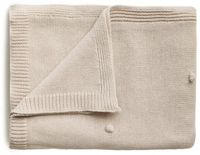 Mushie pletená dětská deka z organické bavlny Puntíkovaná Mustard
