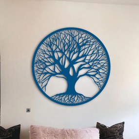 Strom života 12 - kovový obraz na zeď Velikost: 100cm, Barva: Blue