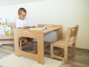 Woodisio Set Židle a stolku SIMO Barva: Šedá - transparentní lak