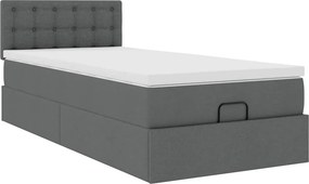 Osmanský rám postele s matrací tmavě šedá 100x200cm textil 3311602