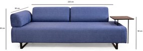 Rozkládací sedačka s odkládacím stolkem Vinaya 220 cm modrá