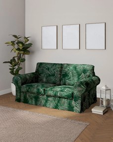 Potah na pohovku IKEA Ektorp 2-místná rozkládací  NOVÝ MODEL 2012 barva zelená látka sametová, vzorované