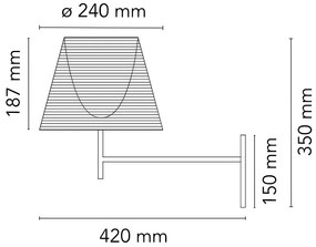 Flos F6307030 KTribe W, designové nástěnné lampa se stmívačem, 1x70W E27, kouřová, výška 35cm