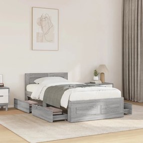 Rám postele s čelem betonově šedý 90 x 200 cm kompozitní dřevo 3295586