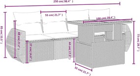 5dílná zahradní sedací souprava s poduškami černá polyratan 3272071