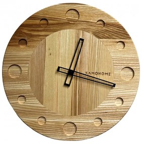 Kamohome Dřevěné nástěnné hodiny TAURUS Průměr hodin: 30 cm, Materiál: Buk