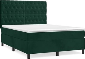 Box spring postel s matrací tmavě zelená 140x200 cm samet 3143208