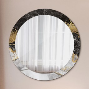 Kulaté dekorativní zrcadlo Mramor a zlato fi 80 cm