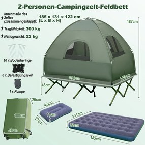 Costway 5 v 1 Camping Stan Camp Bed for 2 People Nafukovací matrace Polštář