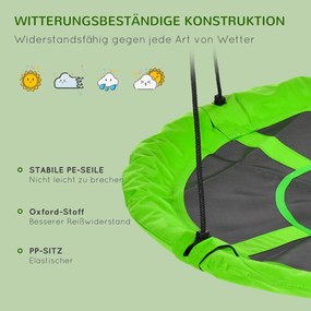 Outsunny Hnízdová houpačka Ø110 cm, závěsná houpačka do 100 kg, nastavitelná dětská houpačka, zahradní hnízdová houpačka pro děti ve věku 3-12 let, z…