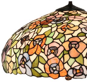 Stolní lampa Tiffany Silvain zeleno oranžová s motivem květů – 46x72 cm