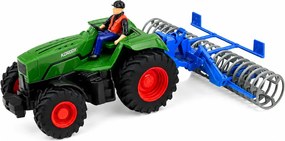 LEAN Toys Traktor se zemědělským válcem a zemědělcem, dálkově ovládaný RC, zelený, měřítko 1:24