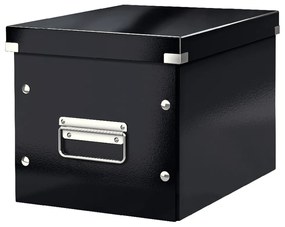 Černý kartonový úložný box s víkem 26x26x24 cm Click&amp;Store – Leitz
