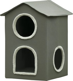 PawHut dvouúrovňový kočičí domek s pratelnými polštářky 3 vchody, 42x46x59,5 cm, šedý | Aosom