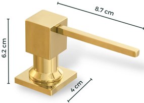 Sink Quality Quatro, dávkovač saponátu pro kuchyňský dřez 400ml, zlatá lesklá, SKQ-DOK-GD