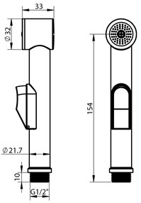 Aqualine Aqualine, Bidetová sprška s držákem, ABS/černá mat, B140B