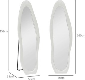 HOMCOM celoplošné zrcadlo 50 x 160 cm stojící zrcadlo s krytem rámu připomínajícím samet, nepravidelné zvlněné zrcadlo na zeď do ložnice, obývacího p…
