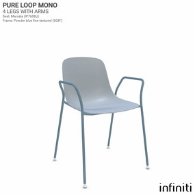 Židle Pure Loop Mono s opěradly Barva kovové konstrukce: Powder blue 503F, Barva sedáku a opěradla z recyklovaného plastu: Almond grey IP421C