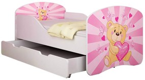 Dětská postel - Růžový Teddy medvídek 180x80 cm + šuplík