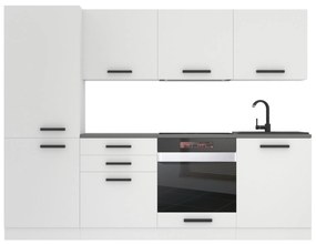 Kuchyňská linka Belini Premium Full Version 240 cm bílý mat s pracovní deskou SANDY