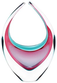 Skleněný košík, růžová a tyrkysová, 15 cm | České hutní sklo od Artcristal Bohemia