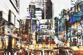Obraz abstraktní panoráma města - 60x40 cm