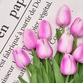 Bytová dekorace - kytice umělých tulipánů - 15 kusů Barva: 18 růžová