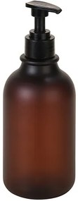 Bemeta Design Plastová láhev kulatá hnědá matná s pumpičkou pro dávkovač mýdla, 500 ml -
