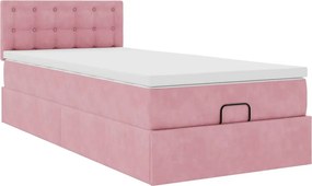 Osmanský rám postele s matrací růžová 100x200cm samet 3311902