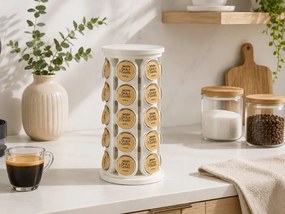 Verk Group Otočný stojan na kávové kapsule, bílý organizér na 40 kapsule